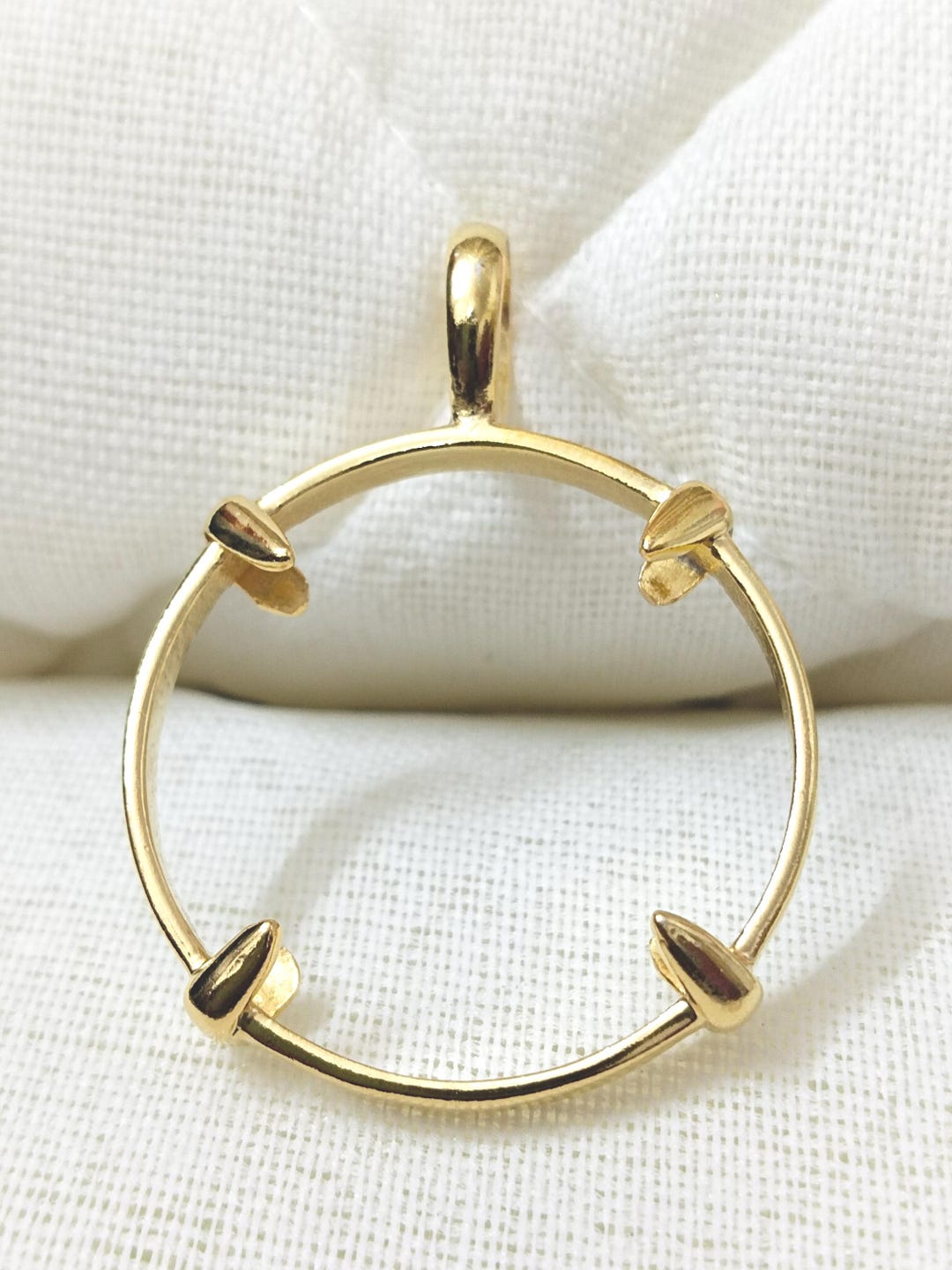 925 Sterling Silver Round Bezel Pendant Blank: Coin Connector Setting ...