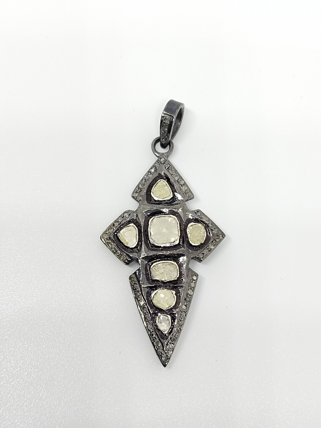 Victorian Style Polki Diamond Pave Setting Cross Pendant - Etsy