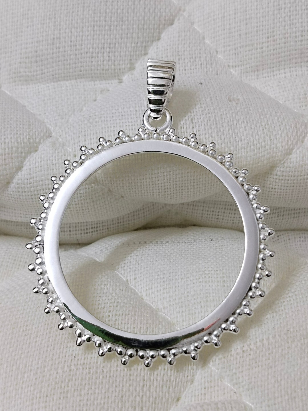Sterling Silver Round Bezel Pendant Setting: Coin Connector, Jewelry ...