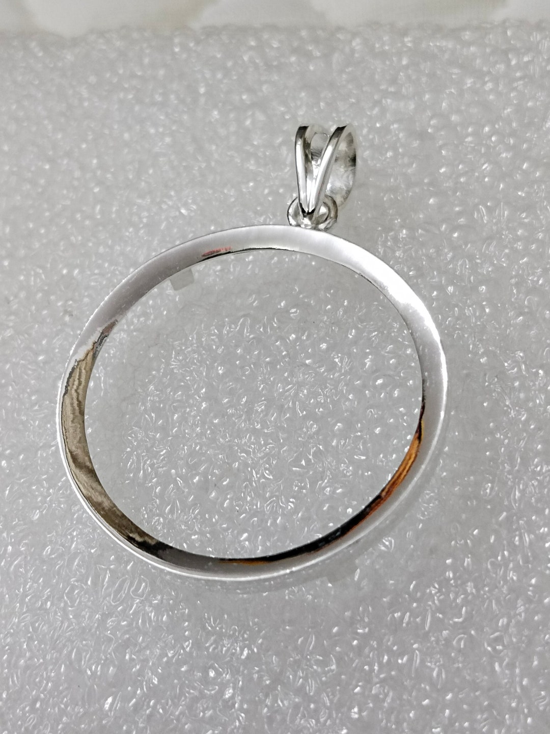 925 Sterling Silver Round Bezel Pendant Prong Jewelry Making Tools Coin ...