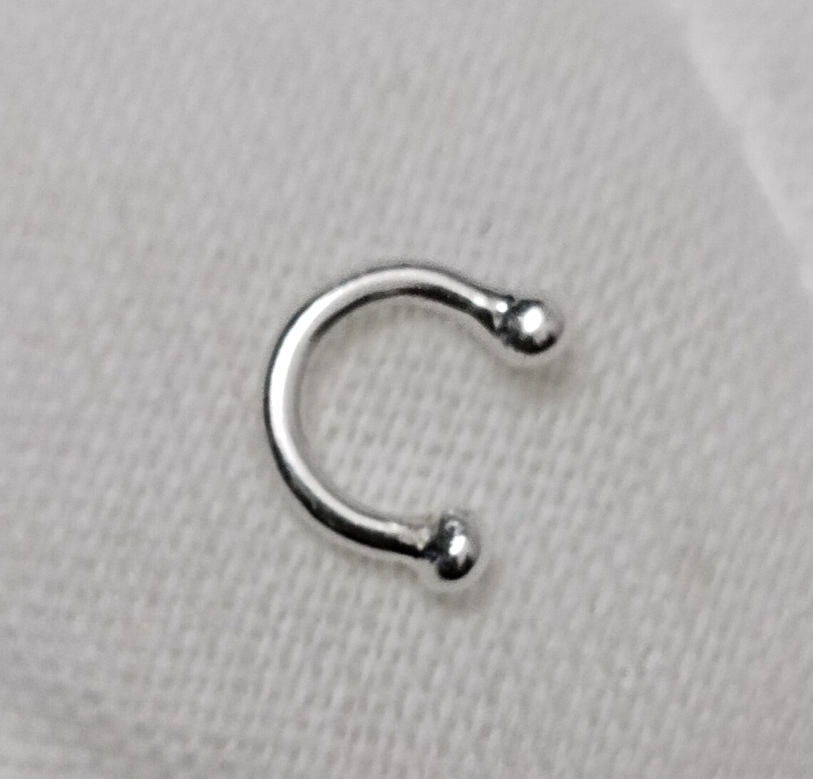 925 Sterling Silver 12G Septum Ring Silver Horseshoe, Curved Barbell ...