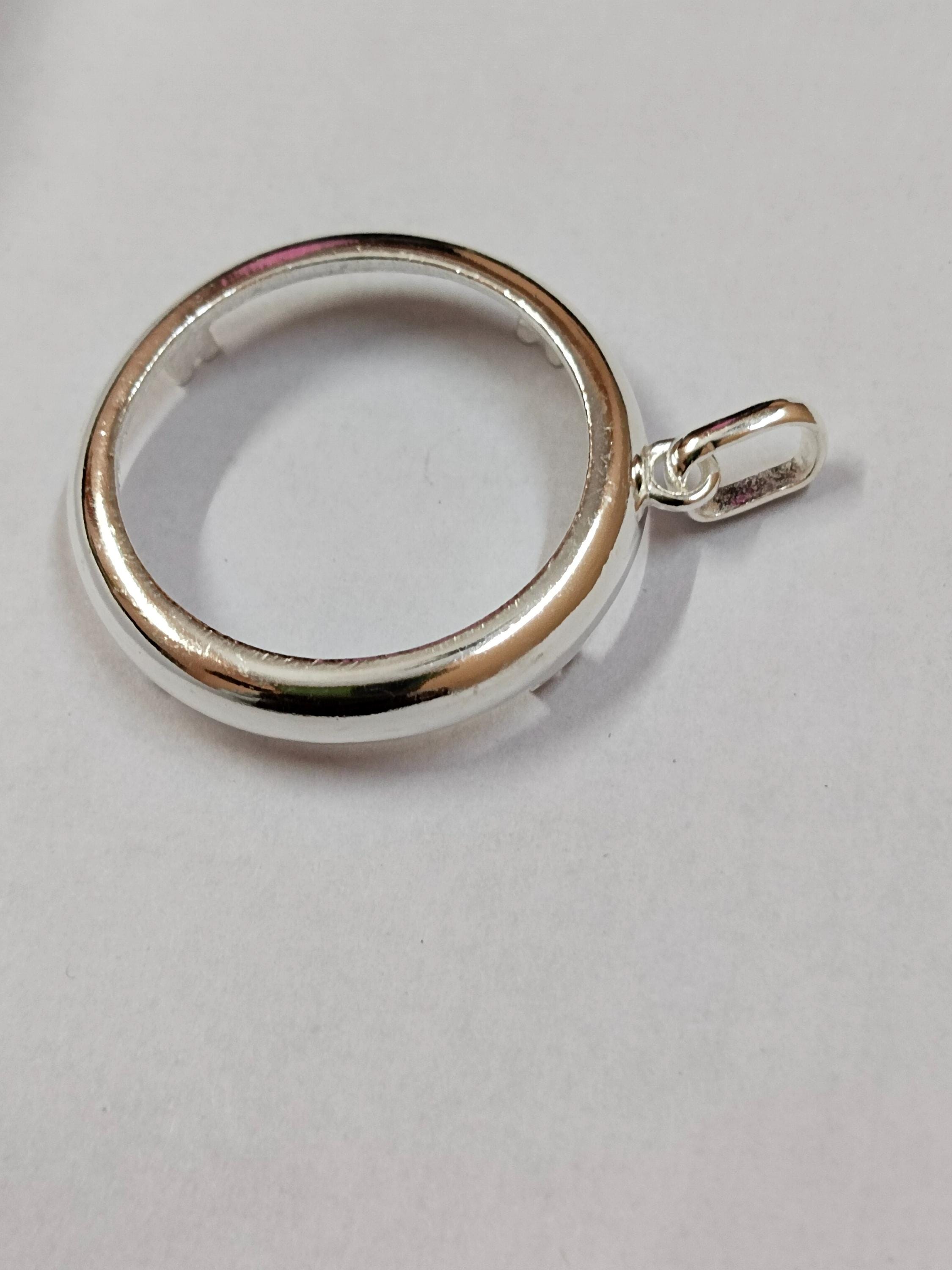 925 Sterling Silver Round Bezel Pendant Blank: Coin Connector Setting ...
