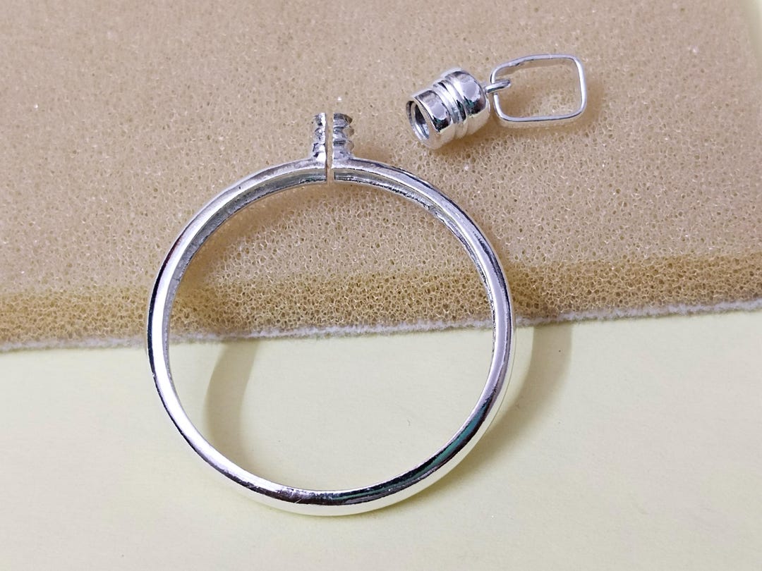 925 Sterling Silver Handmade Round Adjustable Bezel Pendant Blank: Coin ...