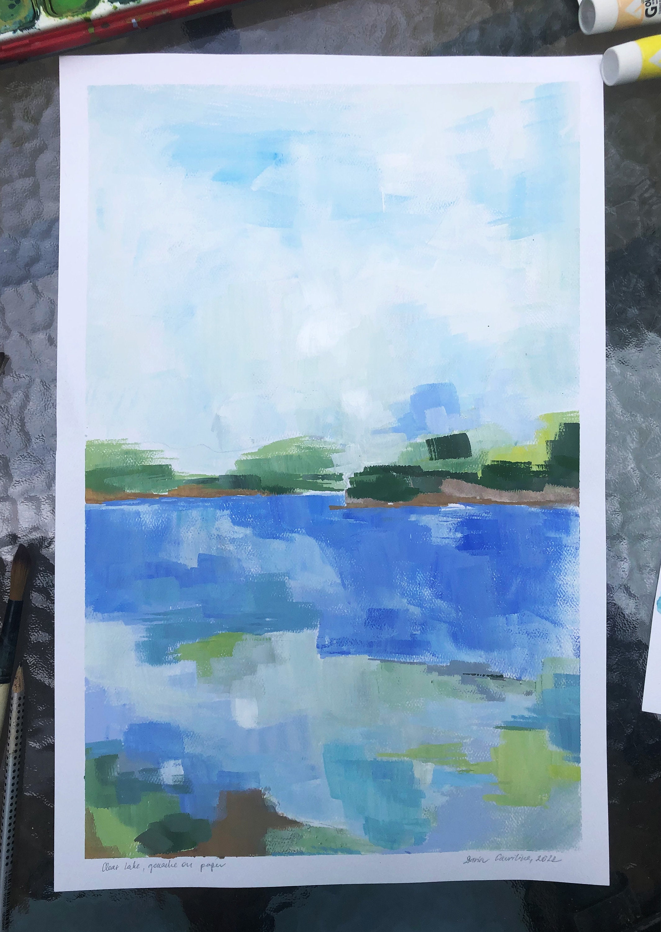 ORIGINAL Morning on the Lake Painting, 11X15 Landscape Painting ...