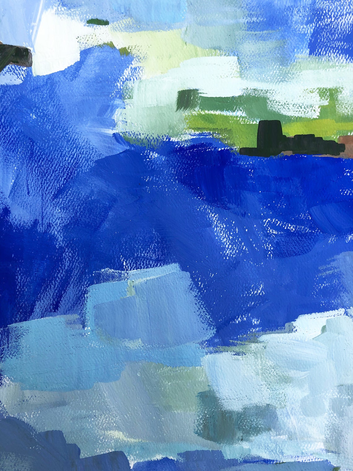 ORIGINAL Blue Water Painting, 11X15 Blue Water Painting, Abstract Water ...