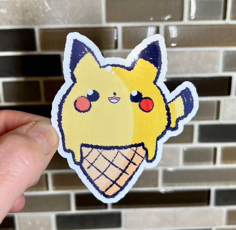 Pikachu Ice Cream Cone Vinyl Sticker - Etsy