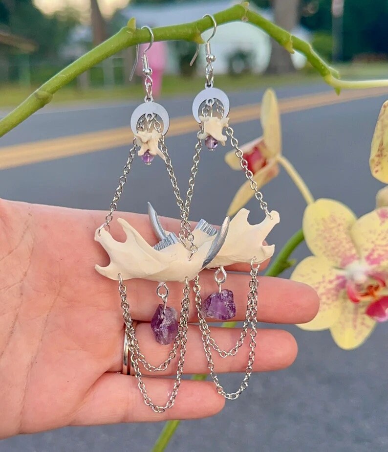 Muskrat Jaw and Snake Vertebrae Earrings, Bone Earrings, Witchy ...