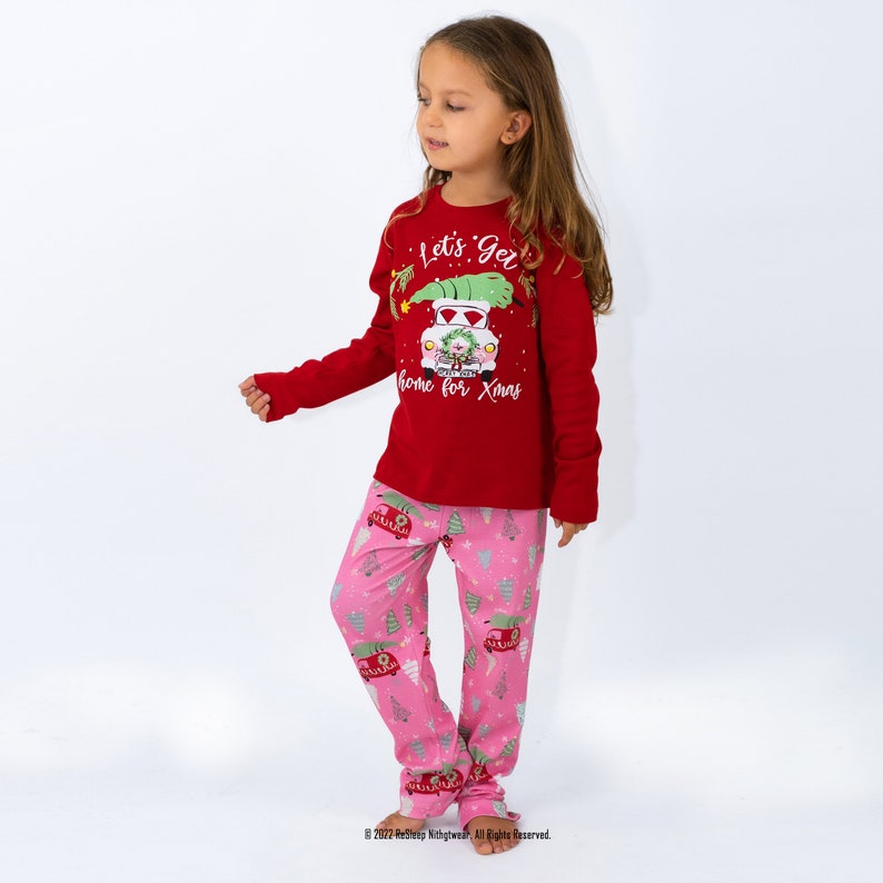 Mommy and Me Pink Christmas Pajamas, Family Pajamas, Girls Holiday ...