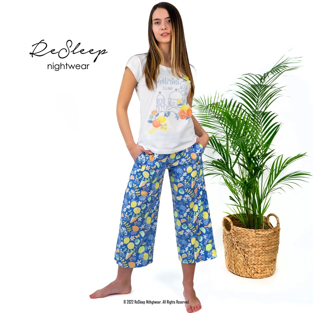 Santorini Womens Pajamas Set, Vacation Jammies, Gifts for Wife ...