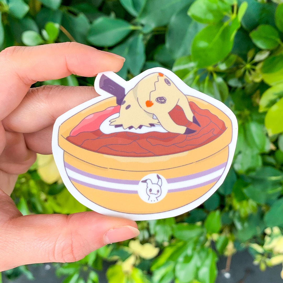 Mimikyu Gyu-don Sticker, Glossy Pokemon Decal | Weatherproof Sticker ...