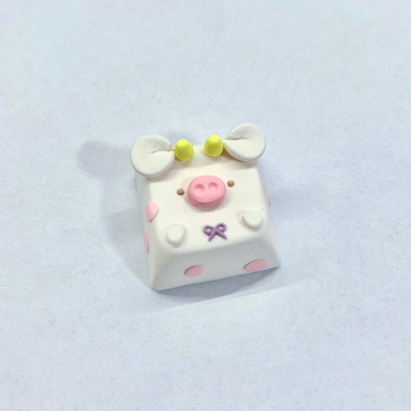 Strawberry Cow Ribbon Keycap for Mech Keyboard | Pink Cow Artisan ...