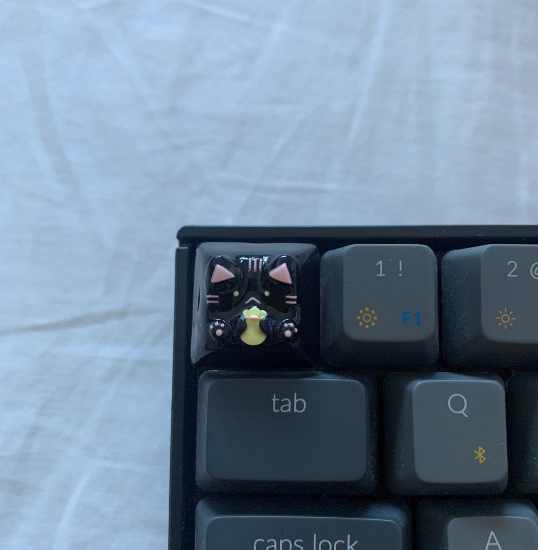 Black Pink Manekineko Keycap With Money Bag | Kawaii Cat Keycap for ...