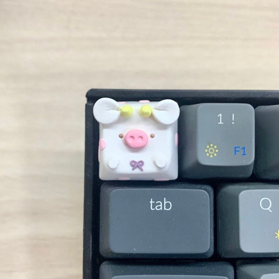 Strawberry Cow Ribbon Keycap for Mech Keyboard | Pink Cow Artisan ...