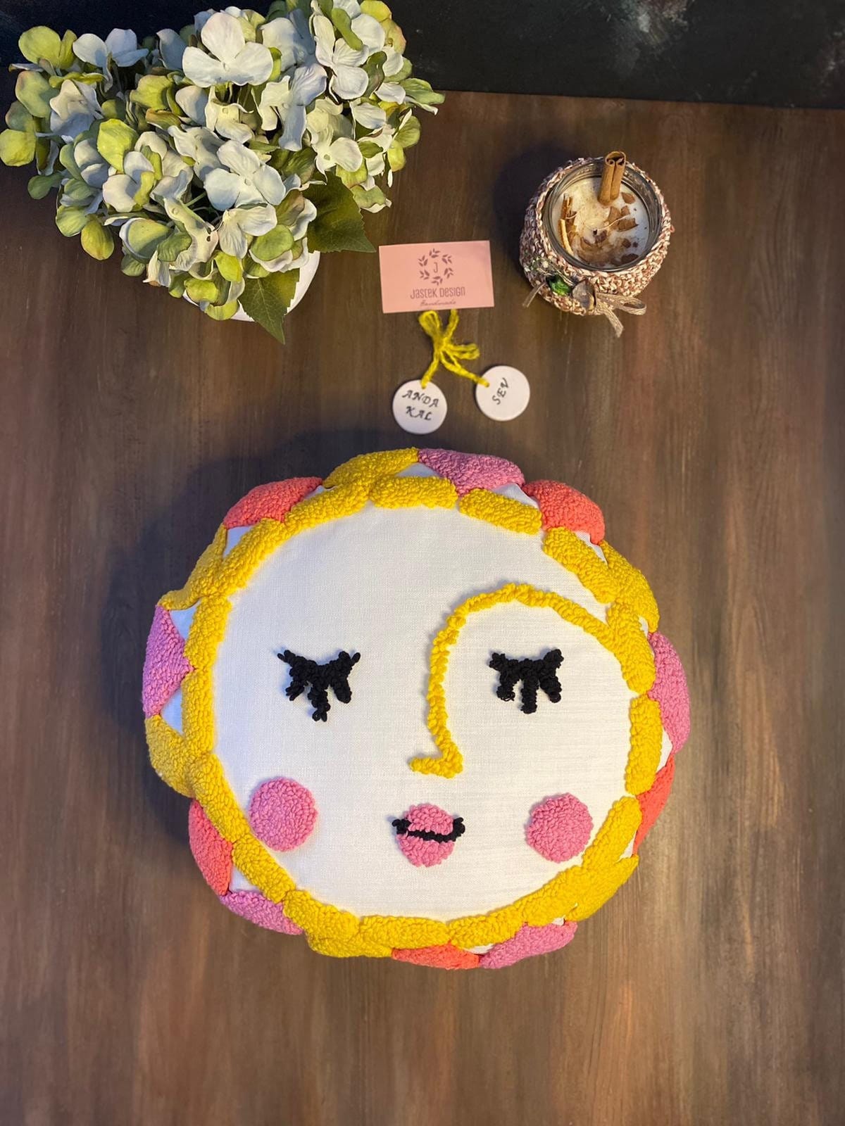 Smile Punch Pillow,punch Needle Pillow,cushion Cover,black and Camel ...