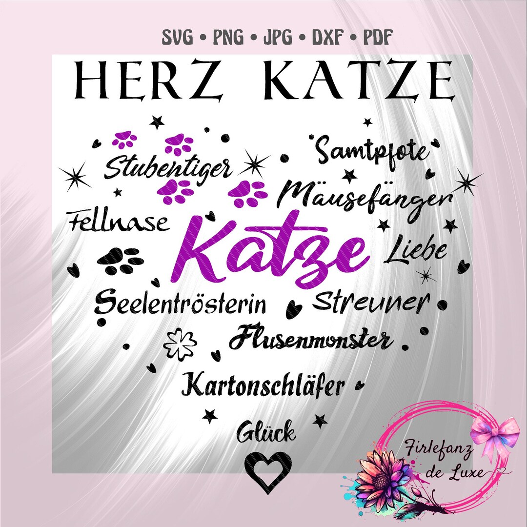 Katze Herz , Plottdatei, svg, dxf, png, jpg, pdf - Etsy.de