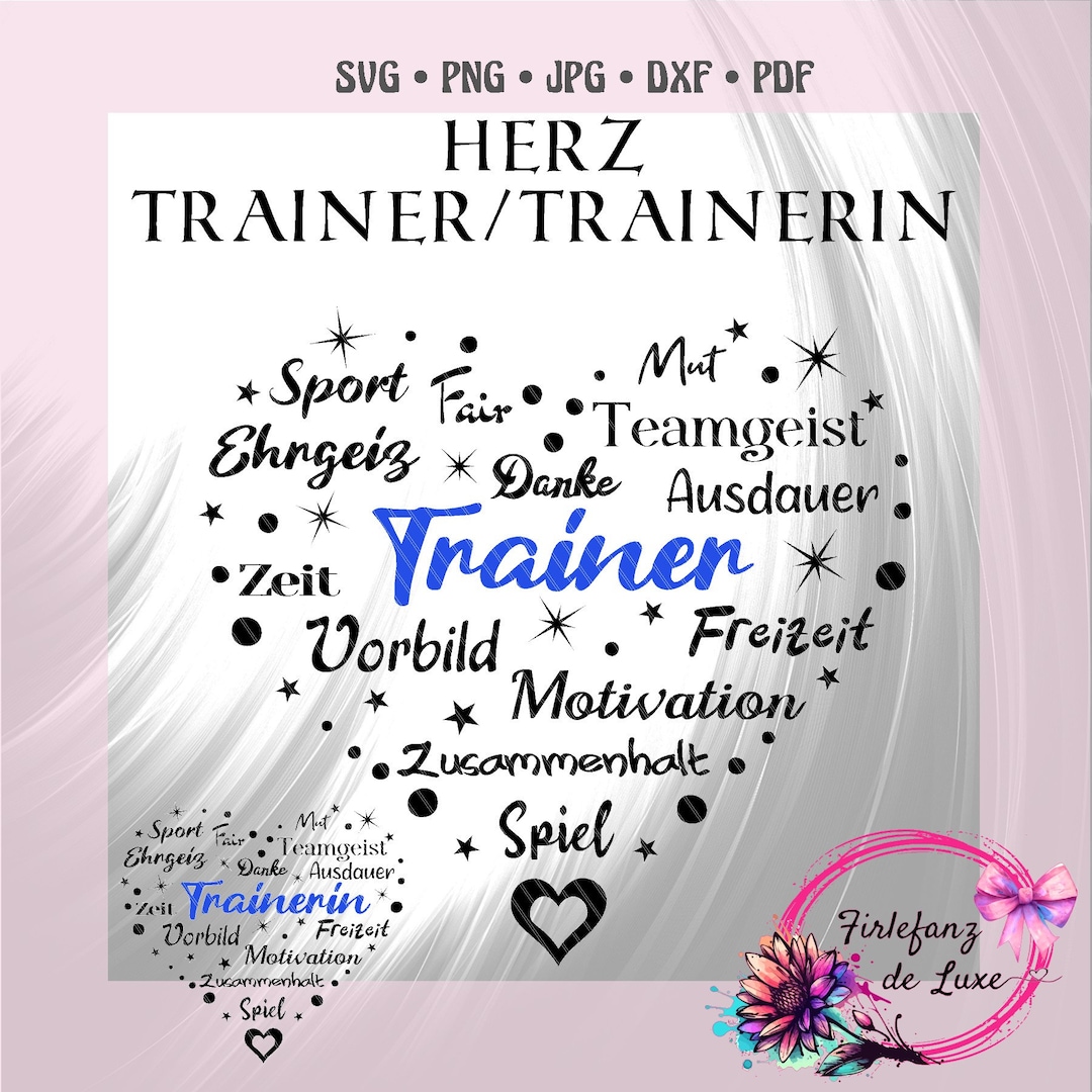 Herz Trainer, Trainerin, Plottdatei, svg, dxf, jpg, png, pdf - Etsy.de