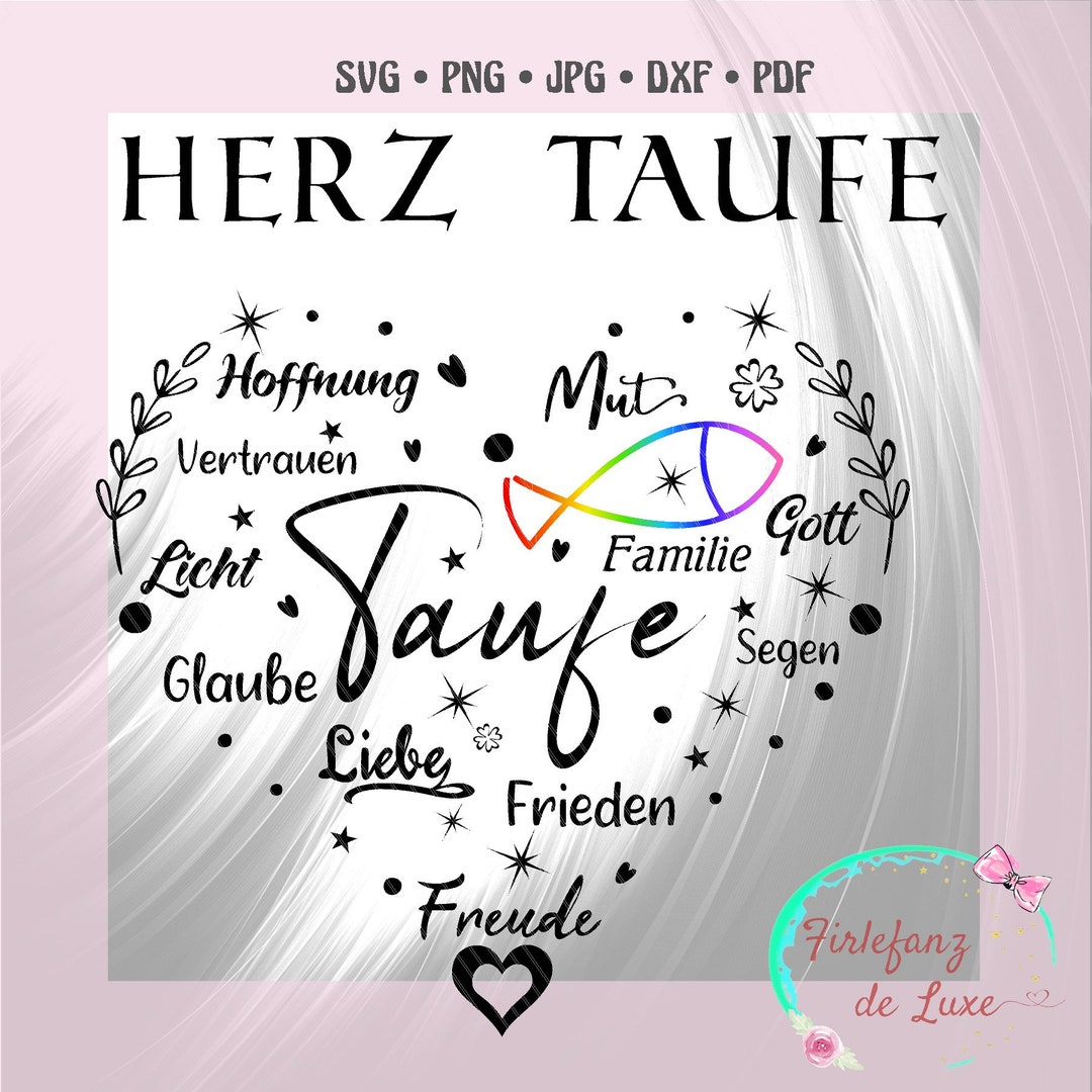 Herz Taufe , Plottdatei , svg ,dxf, jpg, pdf, jpg - Etsy.de