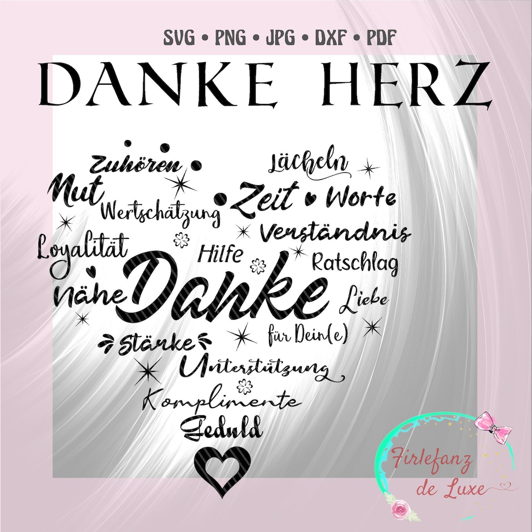 Danke Herz Plottdatei svg dxf png jpg - Etsy.de