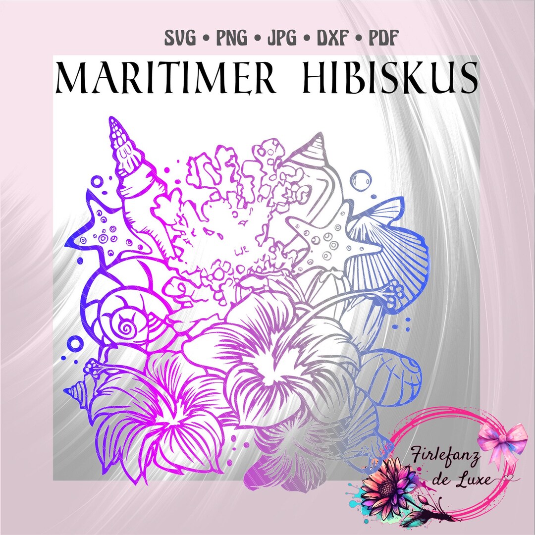 Maritime Hibiscus, Shells, Sea, Ocean, Plotter File, Svg, Dxf, Png, Pdf ...