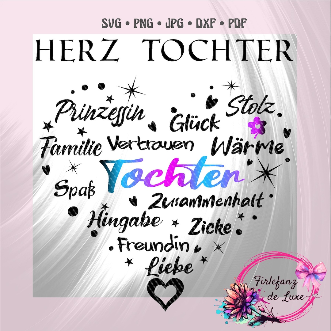 Heart Daughter , Svg, Dxf, Png, Pdf, Jpg , Plotter File - Etsy