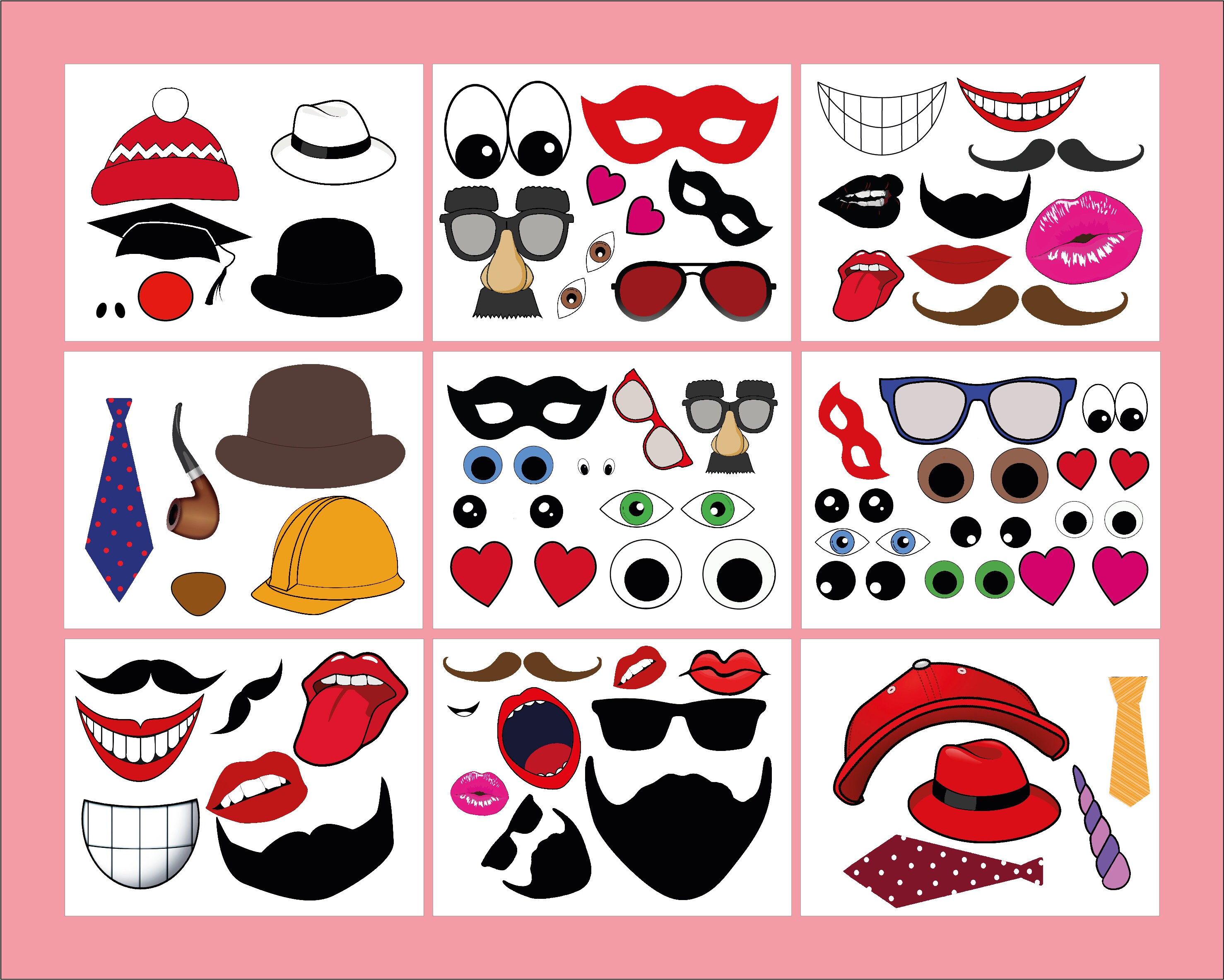 Instant Funny Face Kit Silly Prank Joke Set. Instant Download - Etsy