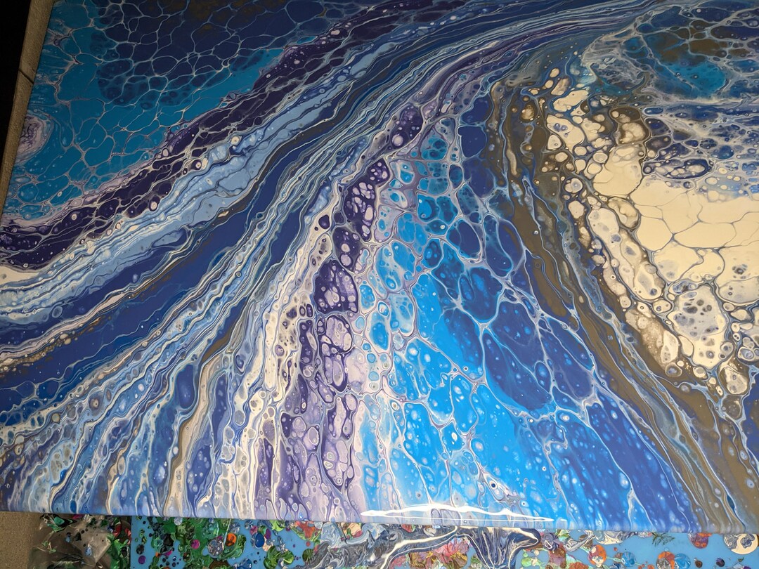 New* Windy Abstract Acrylic Pour Painting 16 X 20 - Etsy