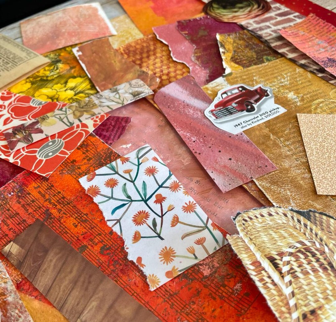 Hand-painted Collage Paper Kit: Small Mixed Media Journal Fodder (20 ...