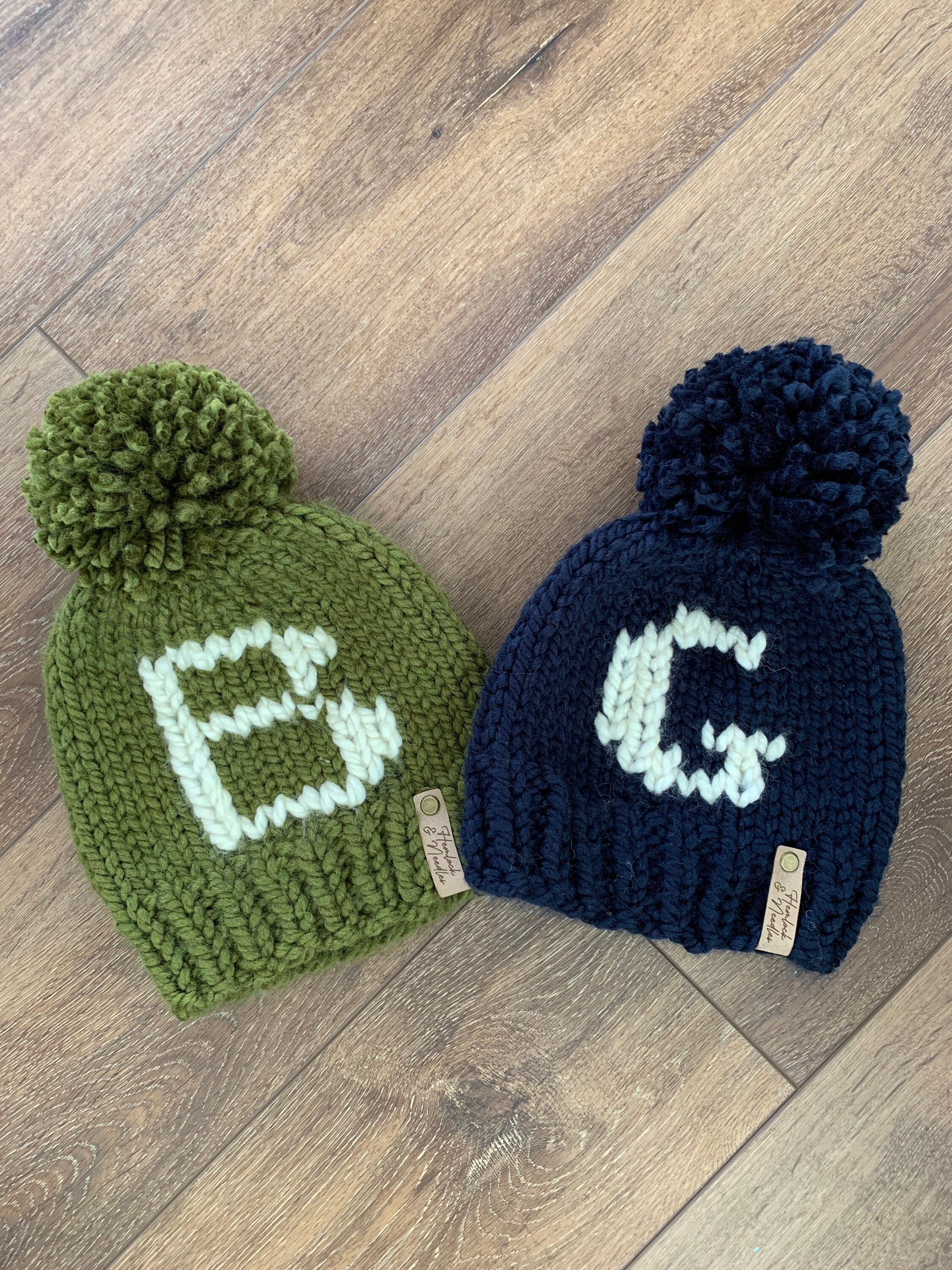 Custom Initial Hat, Letter Hat, Winter Hat With Yarn or Faux Fur Pom - Etsy