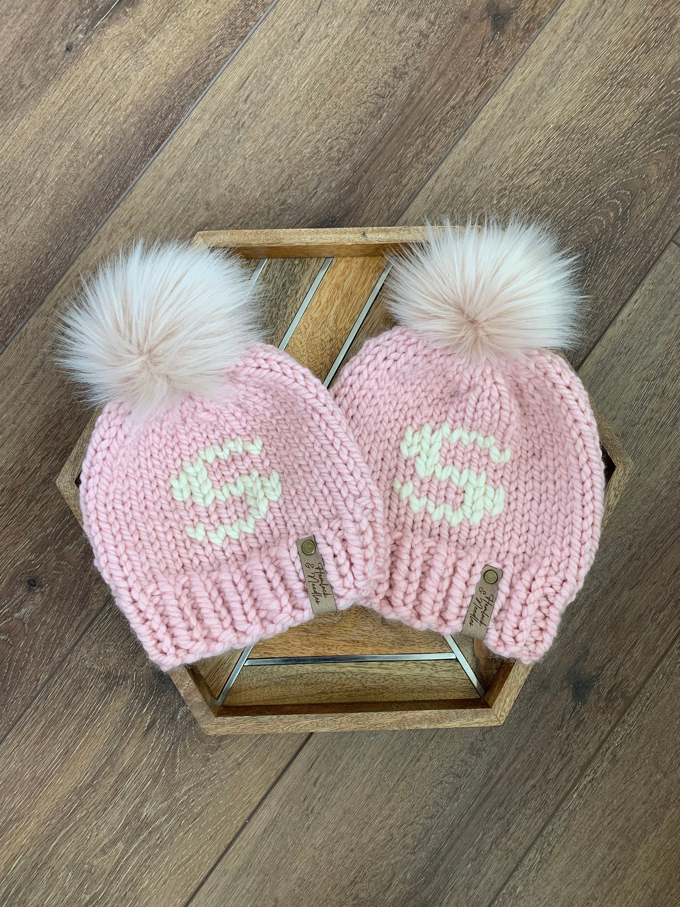 Custom Initial Hat, Letter Hat, Winter Hat With Yarn or Faux Fur Pom - Etsy