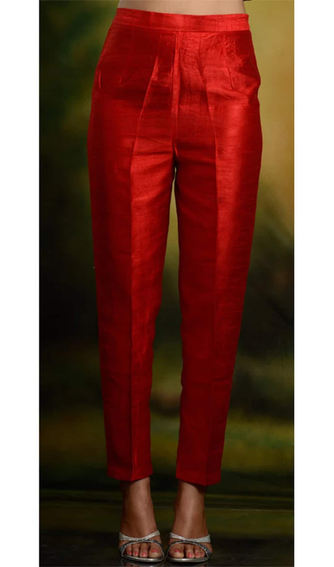 Red/blue/yellow/black Women's Raw Silk Pants, Silk Pants, Silk Pants ...