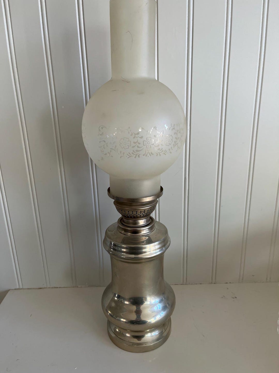 Vintage Kosmos Brenner Oil Lamp-pewter and Frosted Glass - Etsy