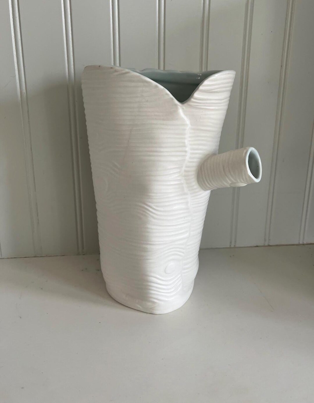 Sherry Olsen Anthropologie 9" Hollow Tree Stump White Vase, Vintage ...