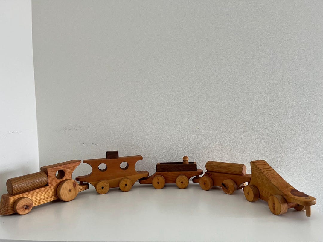 Vintage Wooden Train Set - Etsy