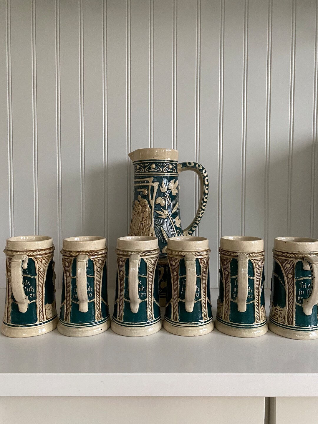 German Pitcher and Beer Mugs - Etsy
