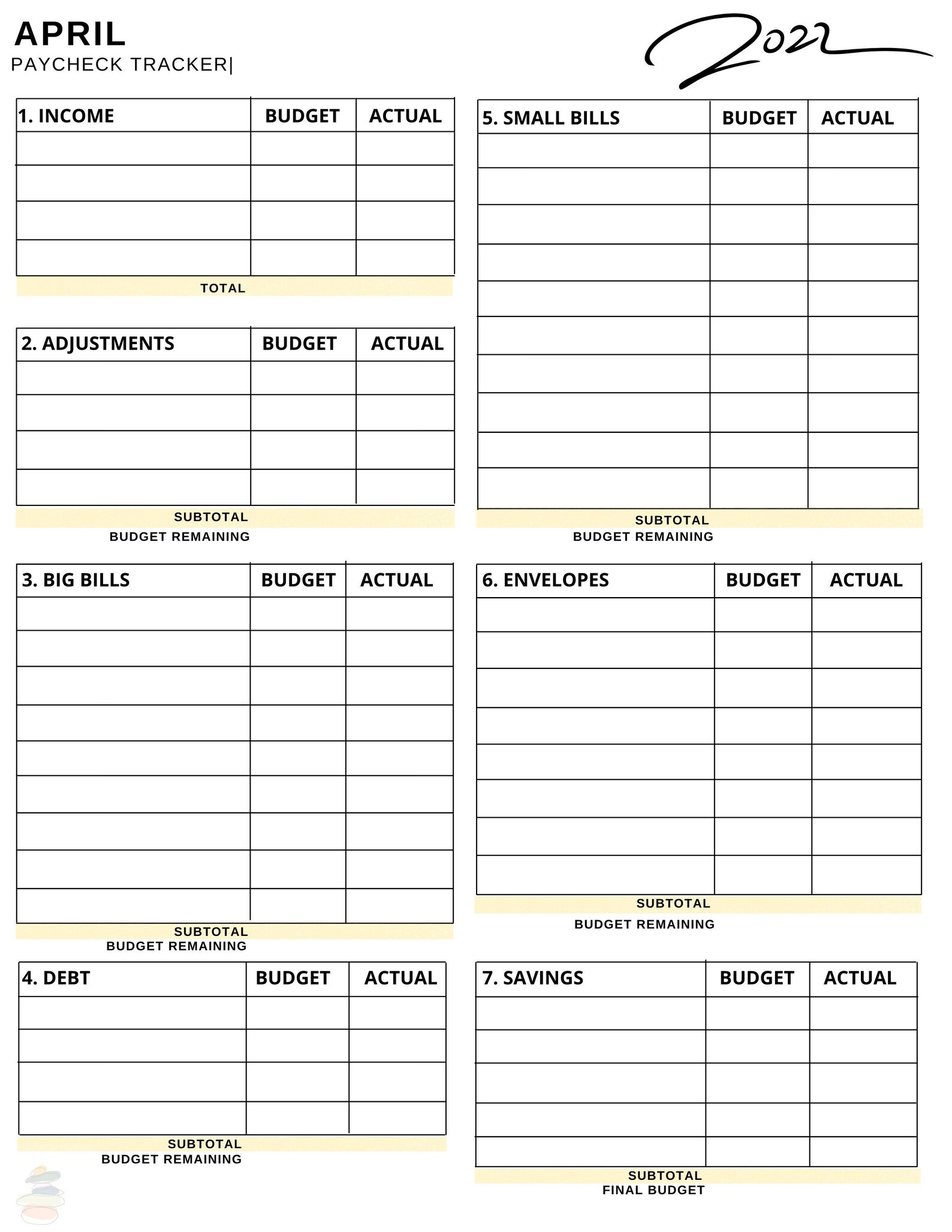 2022 Monthly Budget PDF Printable/digital Download - Etsy