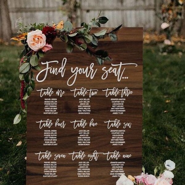 Wedding Seating Chart Sign Wood - Etsy