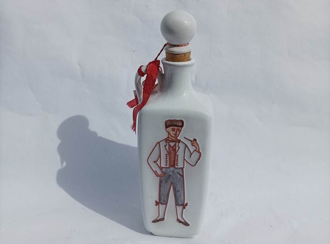 Traditional German Folk Ceramic Water Flask Bottle, Germany Folk ...