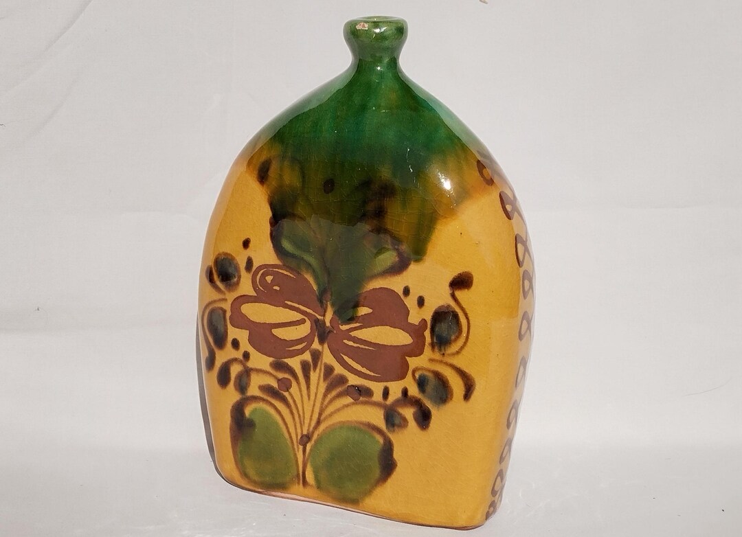 Antique Folk Ceramic Traditional Hungarian Flask, Ceramic Water Bottle ...