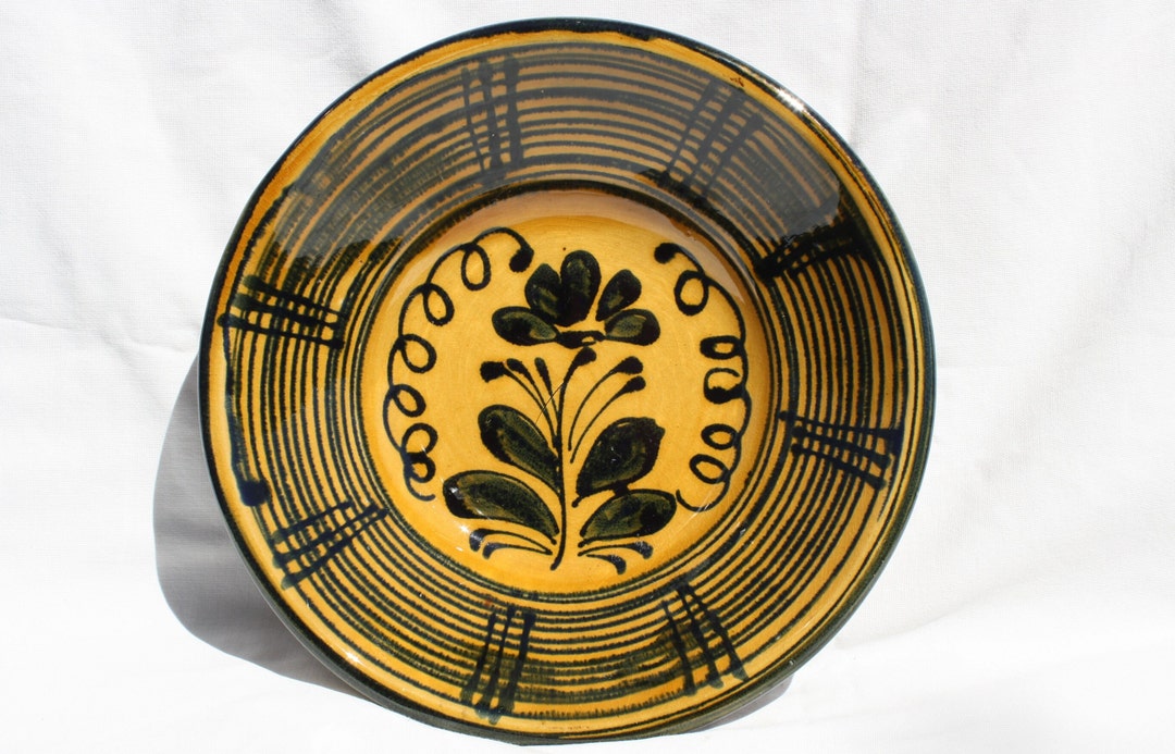 Vintage Traditional Hungary Clay Plate, Folk Pottery, Vintagee Peasant ...
