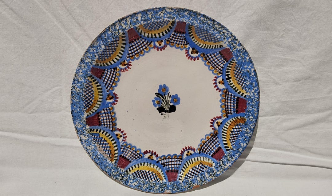 Antique Traditional Hungary Clay Plate, Folk Pottery, Antique Peasant ...
