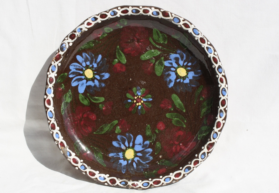 Antique Traditional Hungary Clay Plate Folk Black Pottery - Etsy