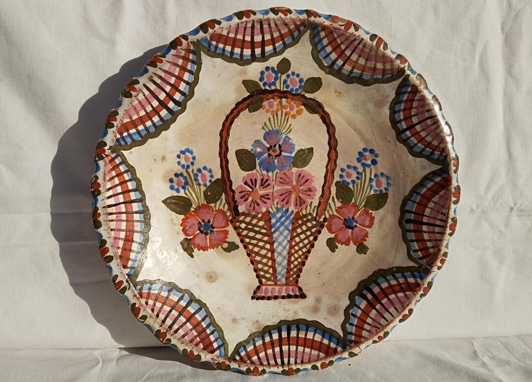 Antique Traditional Hungary Huge Clay Plate, Folk Pottery, Antique ...
