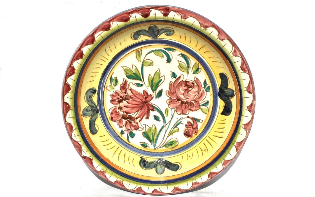 Italian Traditional Ceramic Wall Plate, Vintage Flower Decorated Plate ...