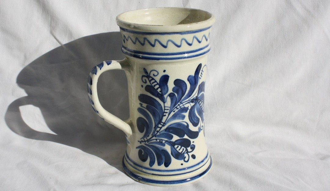 Antique Hungarian White Blue Glazed Folk Korond Vase, Traditional ...
