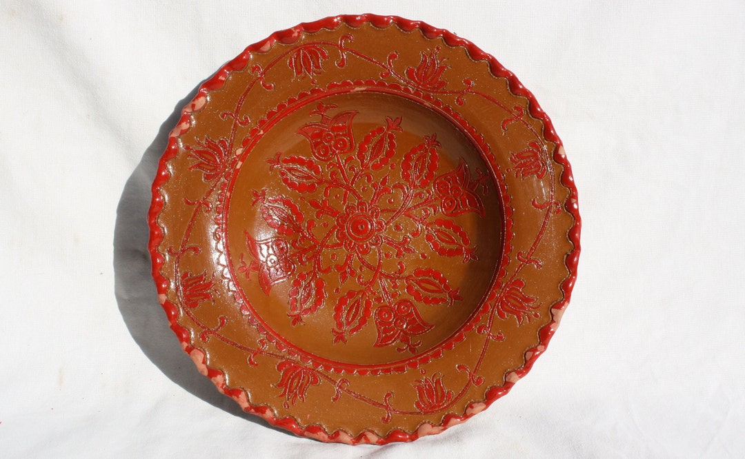 Antique Traditional Clay Plate, Redware Folk Transiylvania Plate, Old ...