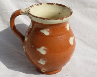 Antique Hungary 19th Century Traditional Jug, Dotted Decorated Brown ...