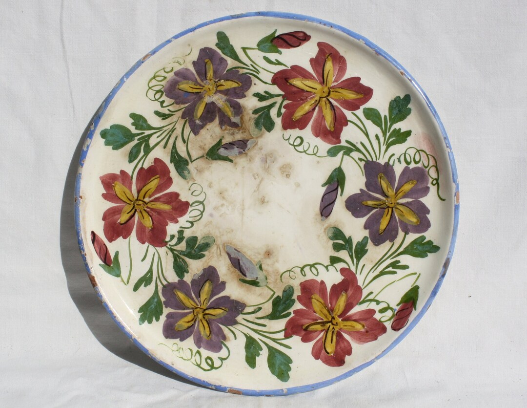 Antique Traditional Hungary Clay Plate, Folk Pottery, Antique Peasant ...