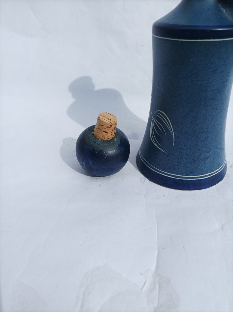 Traditional Hungarian Folk Ceramic Water Flask: Blue Floral Bottle - Etsy