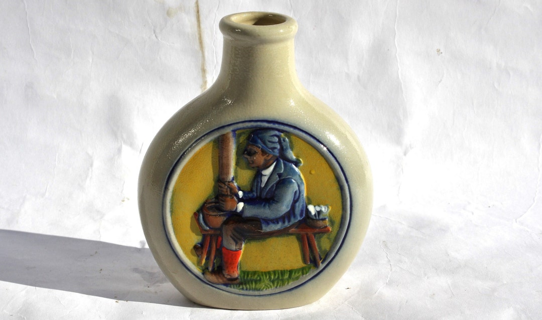 Folk German Bayern Traditional Designed Flask, Ceramic Water Bottle ...