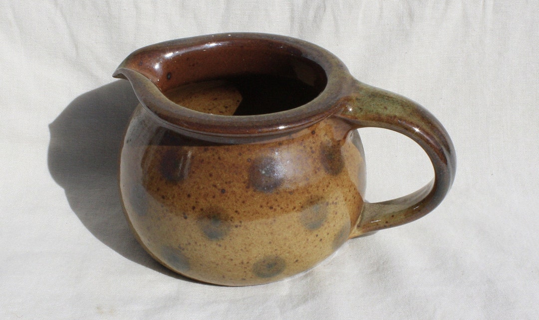 Little Hungarian Dotted Glazed Milk Jug, Vintage Folk Pitcher ...